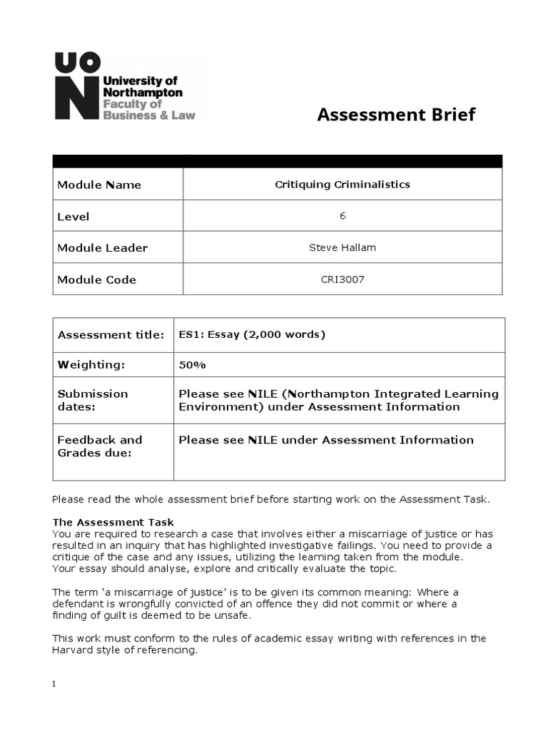 Assessment Brief 2022-23 ES1 Essay (2000 Words) | PDF | Turnitin