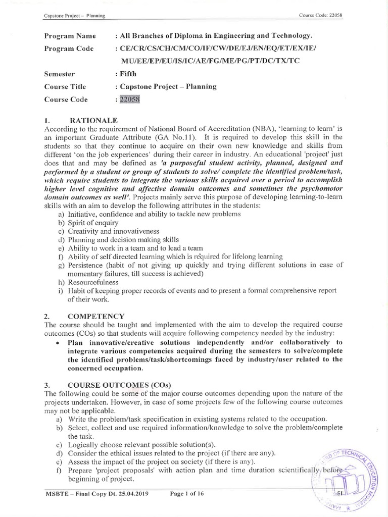 Capstone Project - Planning-Syllabus - PDF - Capstone Project - Notes ...