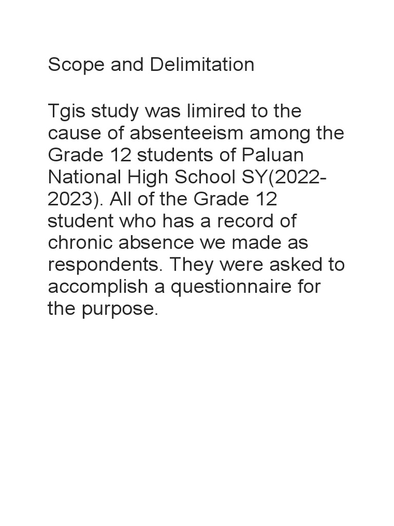 Scope and Delimitation | PDF