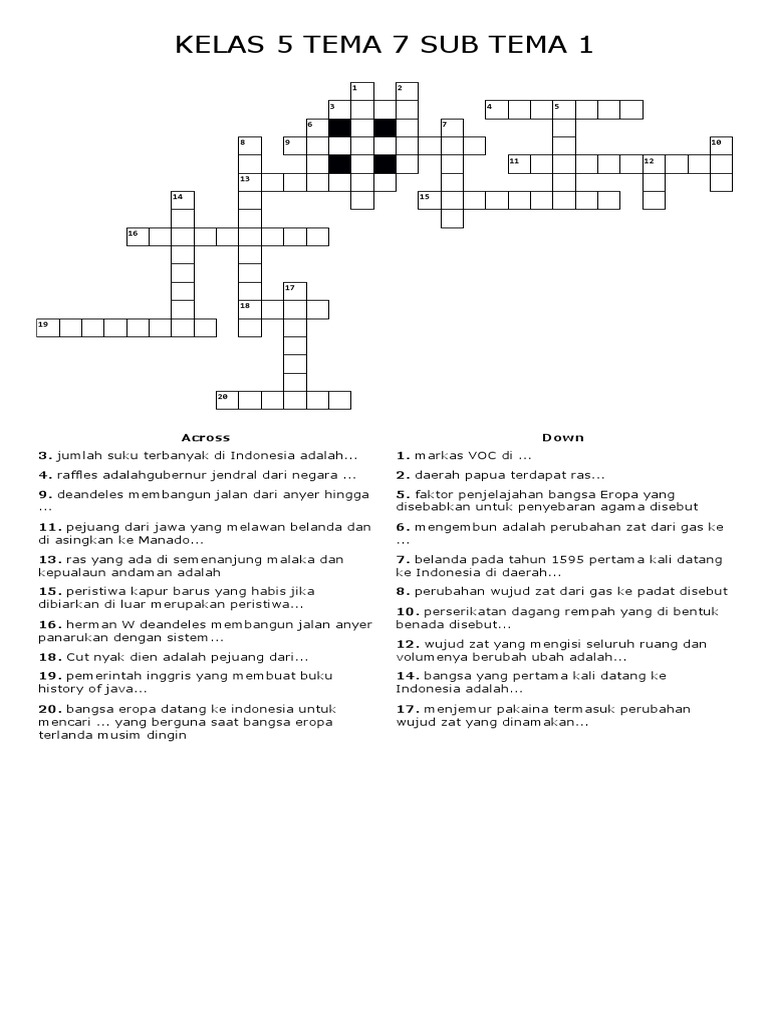 KELAS 5 TEMA 7 SUB TEMA 1 - Crossword Labs | PDF KELAS 5 TEMA 7 SUB TEMA 1 - Crossword Labs | PDF