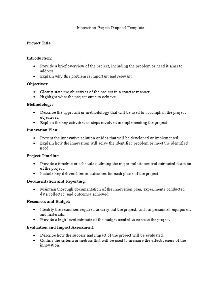 Innovation Project Proposal Template | PDF