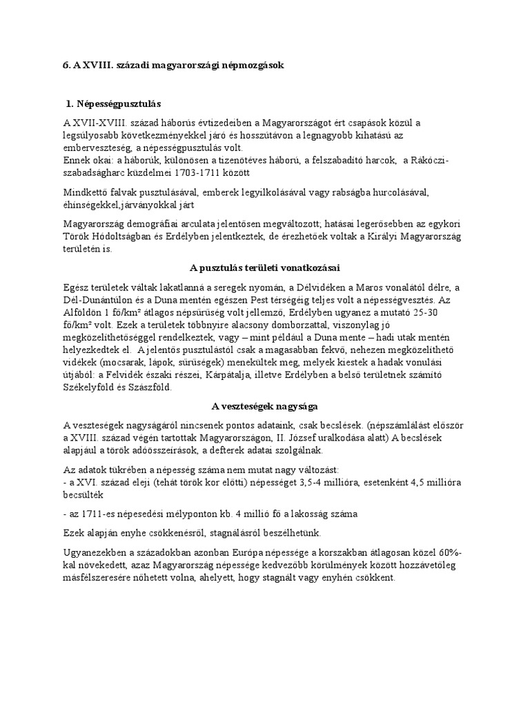 A XVIII - SZD Magyarországinépmozgások | PDF