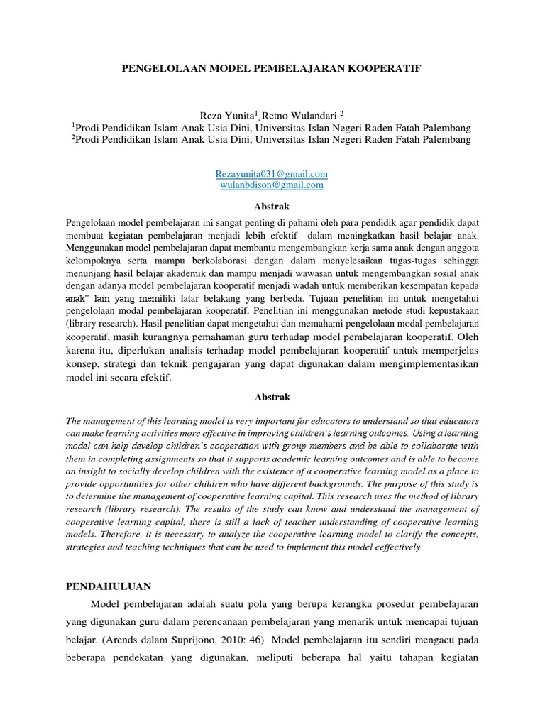 Pengelolaan Model Pembelajaran Kooperatif | PDF | Karier & Perkembangan | Pengembangan Diri
