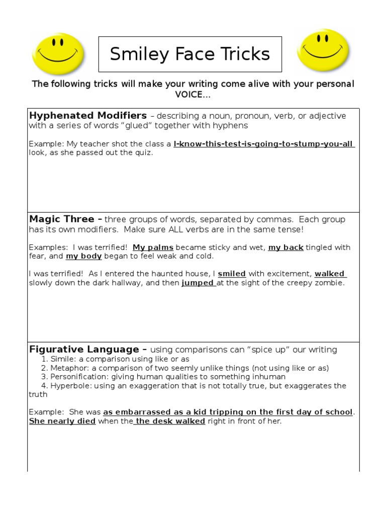 Smiley Face Tricks Notes | PDF