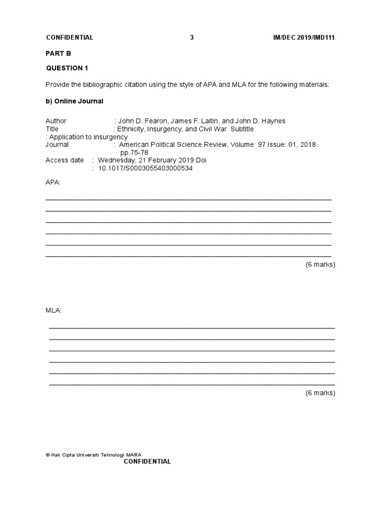 IMC111 Final Test Bibliographic Citations | PDF | Apa Style | Written ...