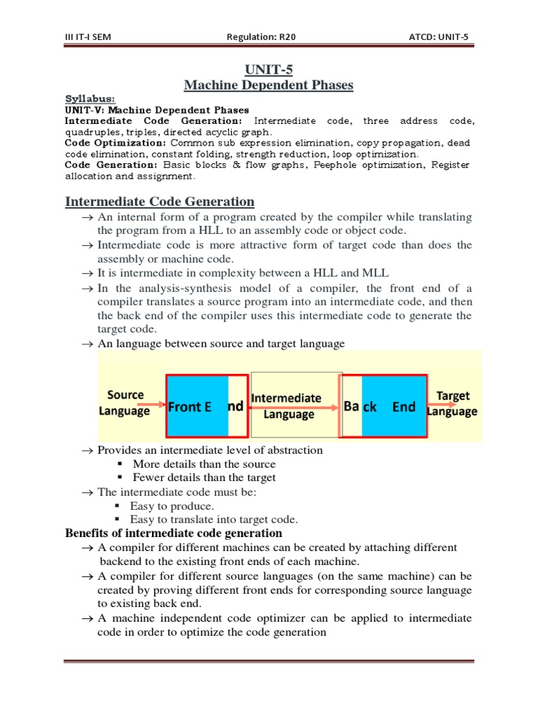 Atcd-Unit-5 (1) - 2 | Download Free PDF | Program Optimization | Compiler