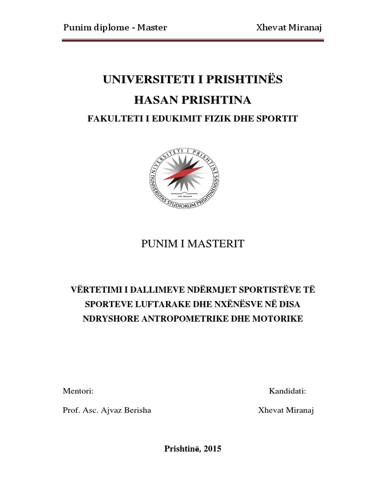 Universiteti I Prishtinës Hasan Prishtina: Punim Diplome - Master ...
