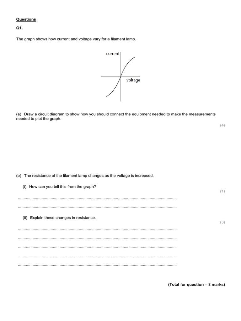 Electrical Circuits Revision Questions | PDF | Electrical Resistance ...
