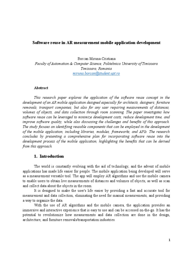Software Reuse in AR Measurement Mobile Application Development | PDF | Component Based Software ...