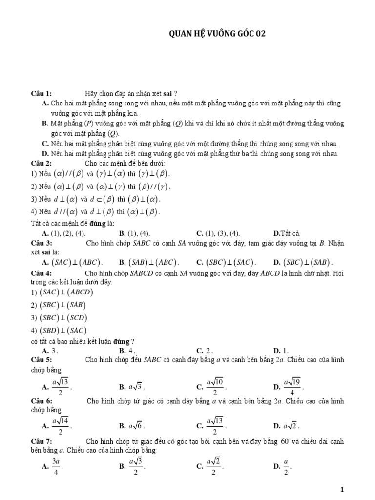 QUAN HỆ VUÔNG GÓC 2 | PDF