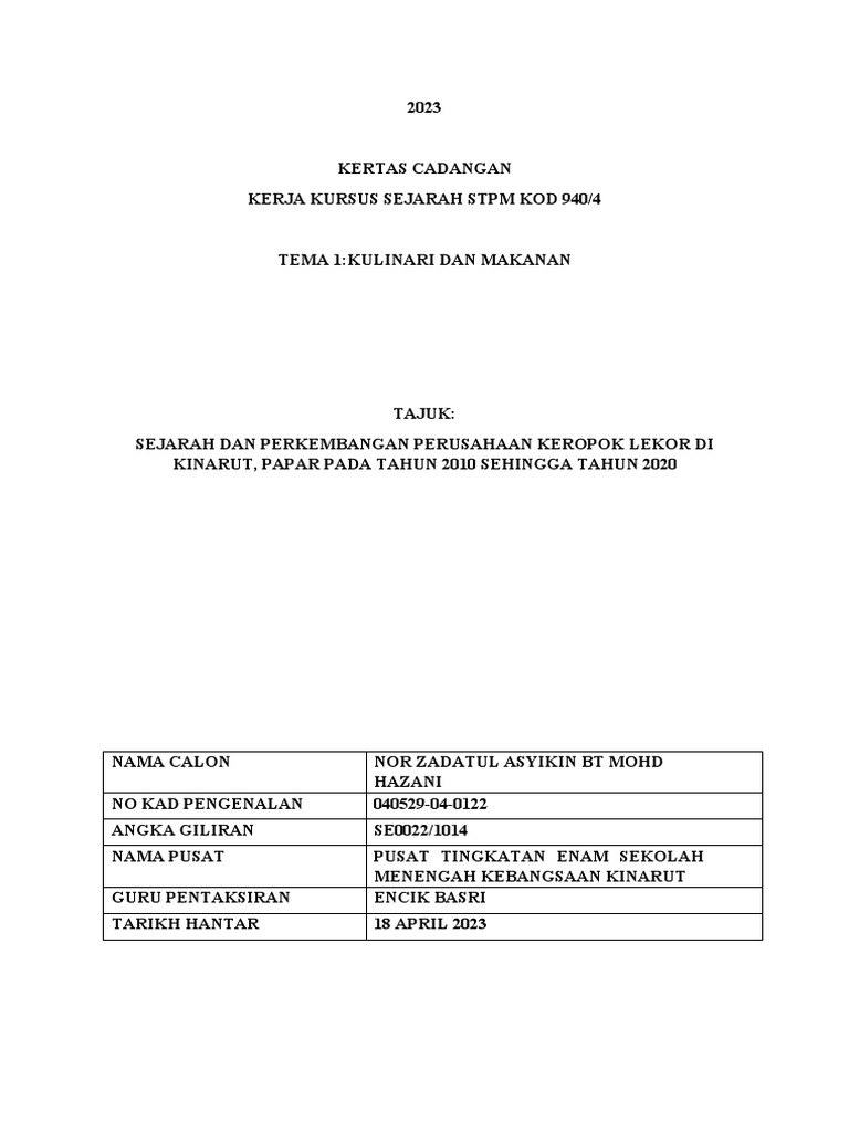 Kertas Cadangan Sejarah 2 | PDF