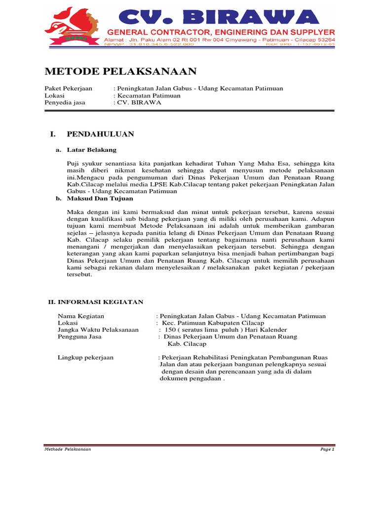 Metode Pelaksanaan BRW | PDF