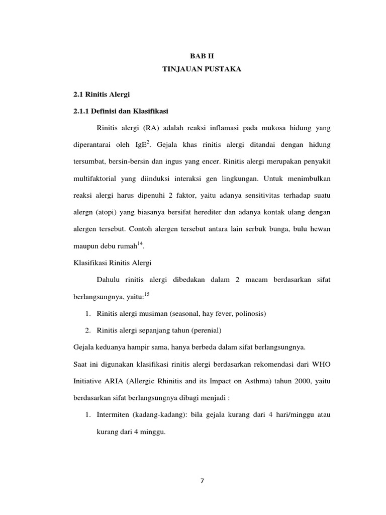 Rinitis Alergi: Definisi, Klasifikasi, dan Patofisiologi | PDF