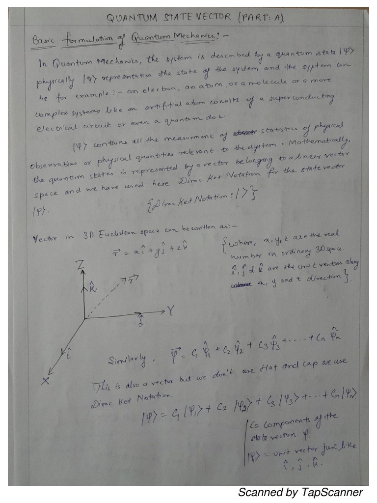 Quantum State Vectors (Part A) | PDF