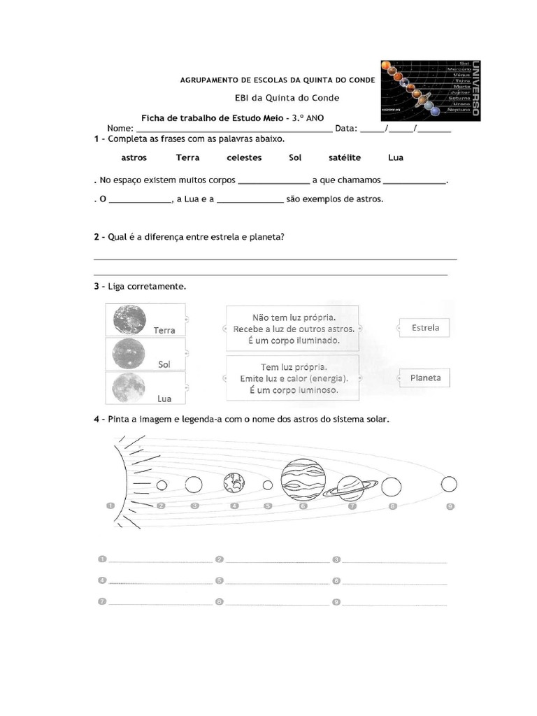 Cic3aancias 3 Ano Global III Atividades Planetas | PDF