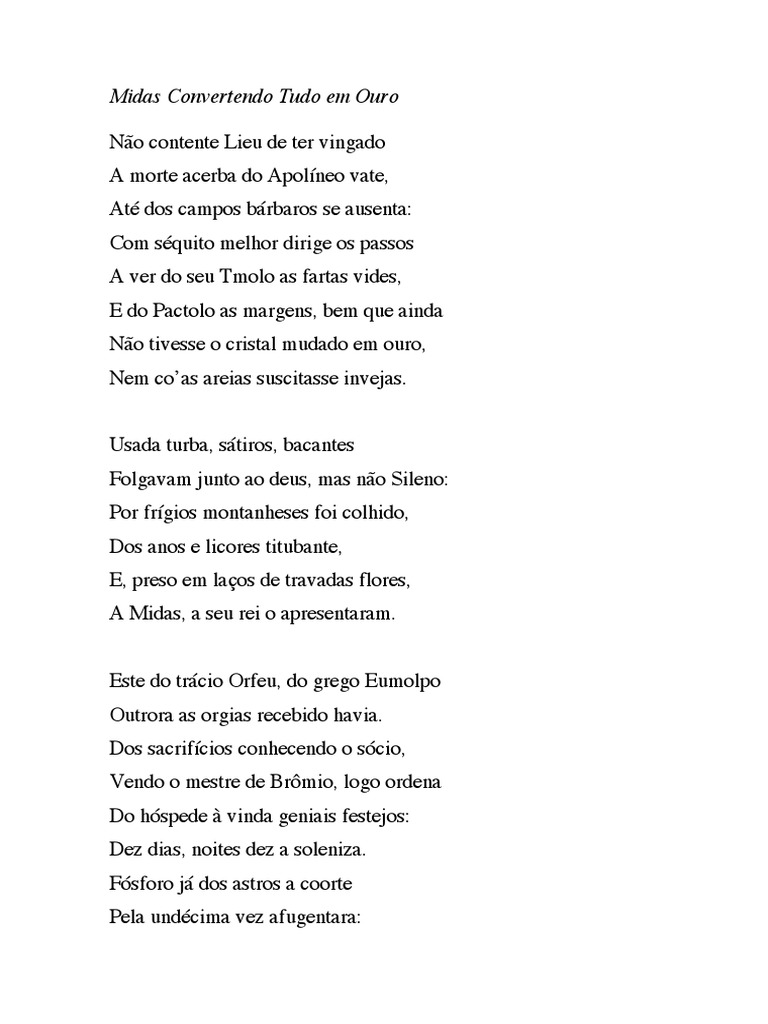 Midas e o Toque de Ouro: A Lenda | PDF | Personagens mitológicos ...