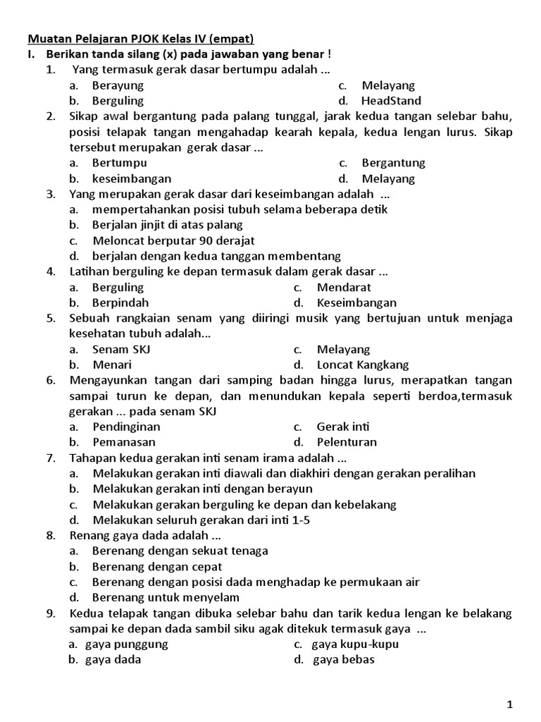 PAT Kelas 4 - Genap 23 - PJOK | PDF