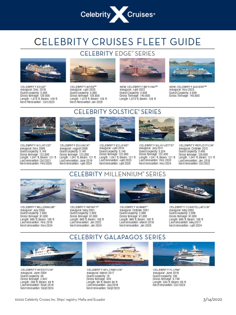 Celebrity Cruise Fleet | PDF | Hospitality Companies | Water Transport