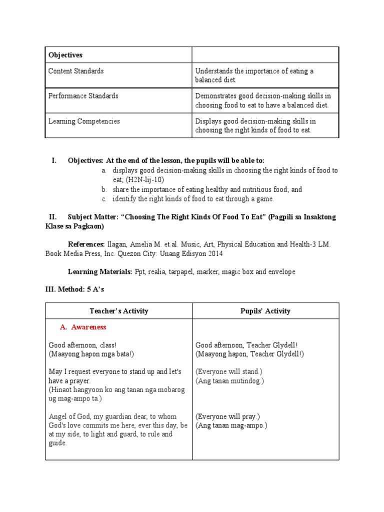 Choosing Healthy Foods for Grade 2 | PDF | Nutrition | Diet & Nutrition