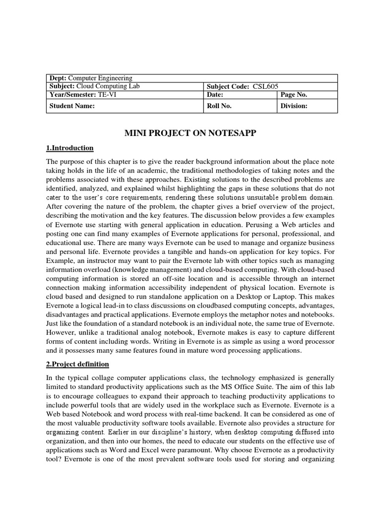 CCL Mini Project | PDF | Evernote | Cloud Computing