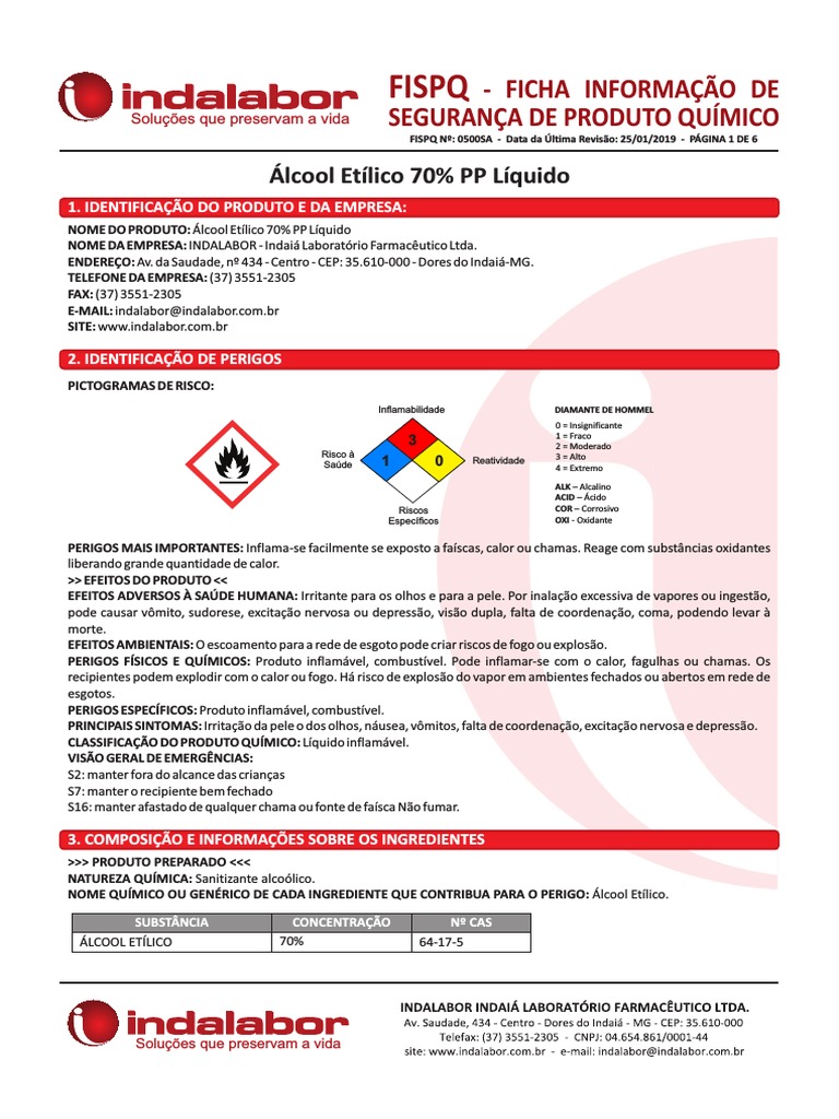 Fispq Alcool Etilico 70% | PDF | Combustão | Química