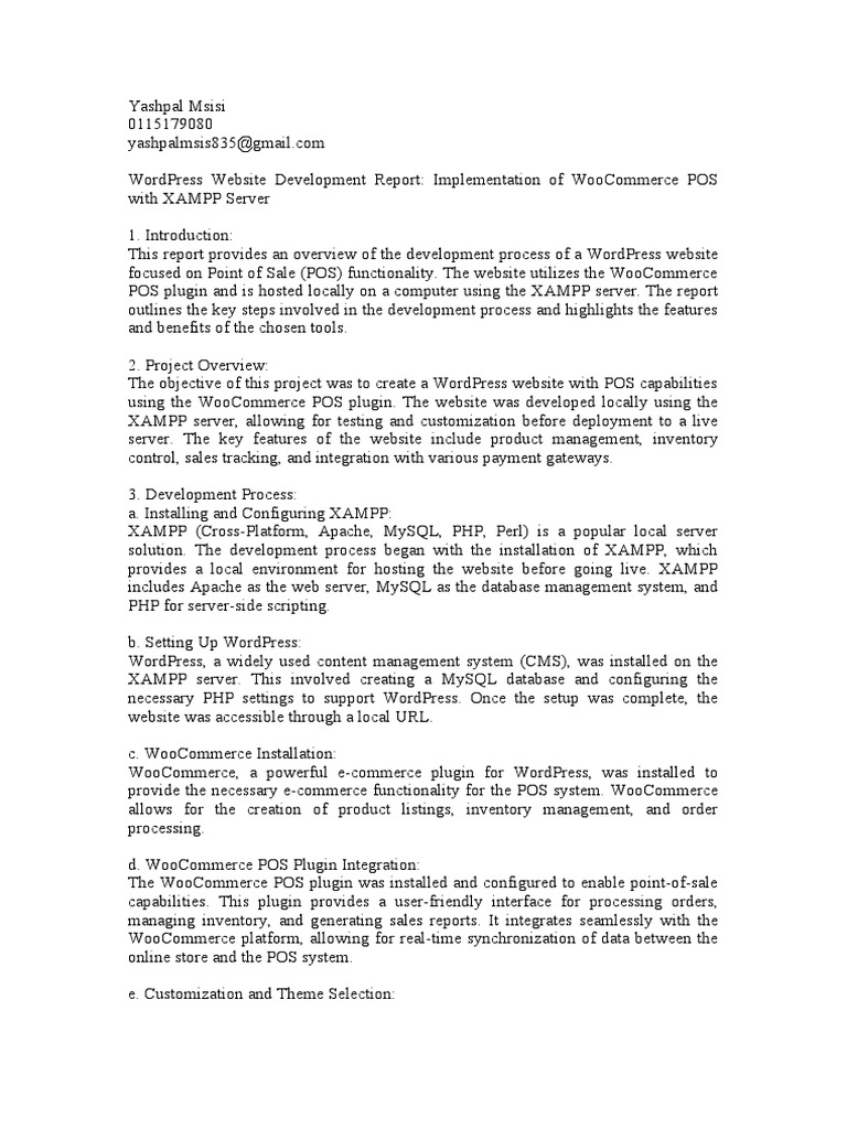 WordPress Website Development Report | PDF | Word Press | Point Of Sale