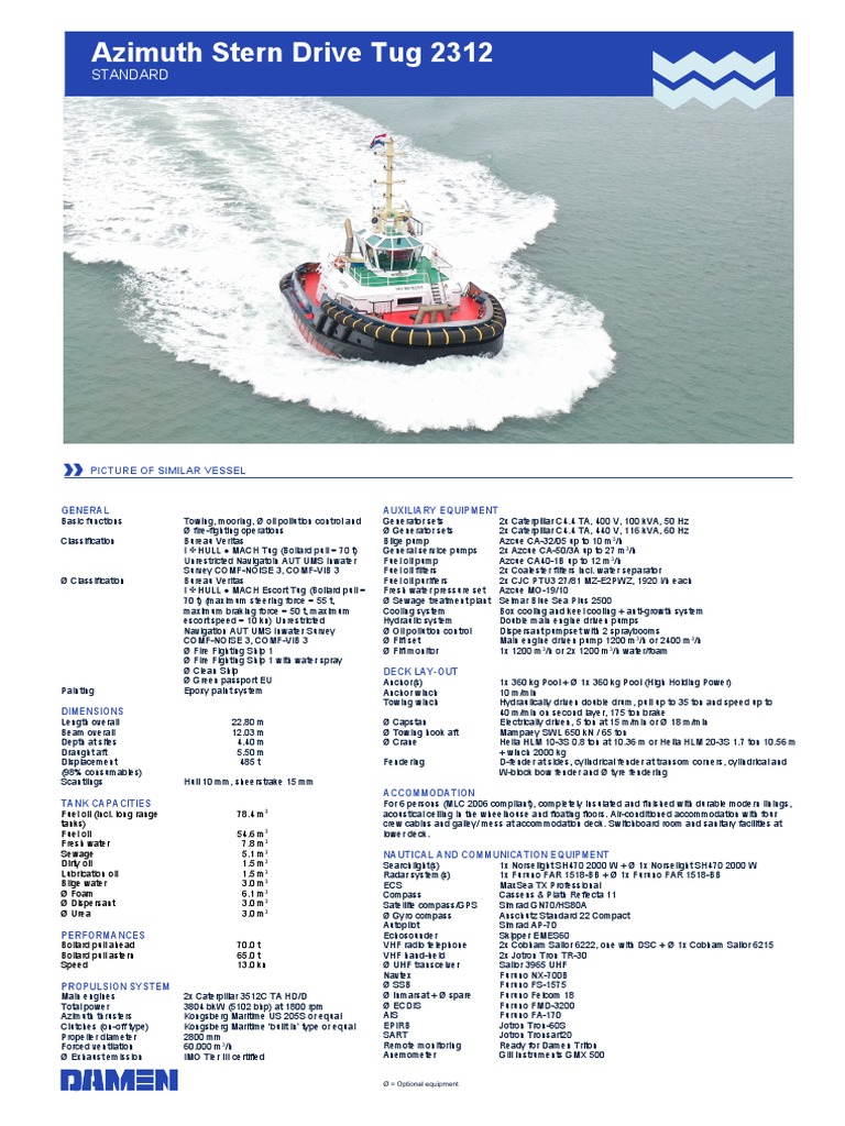 Product Sheet Asd Tug 2312 | PDF | Deck (Ship) | Tugboat