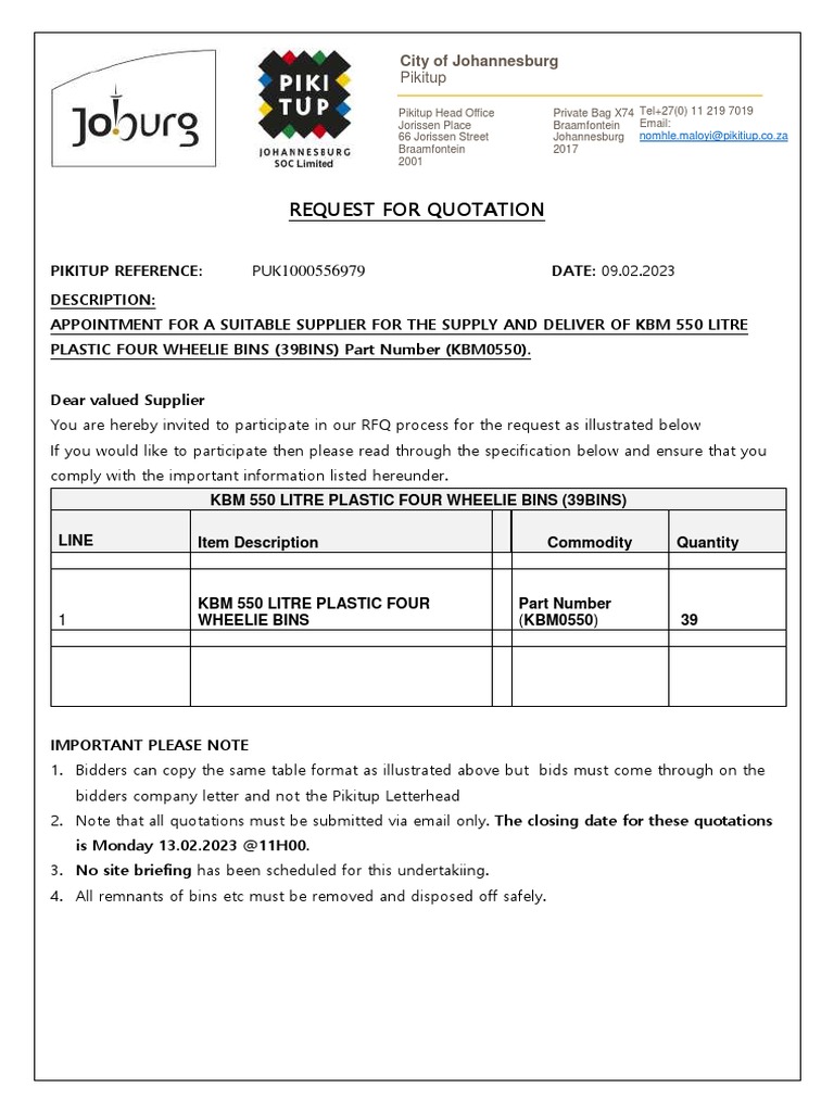 Request For Quotation | PDF | Business Process | Supply Chain Management