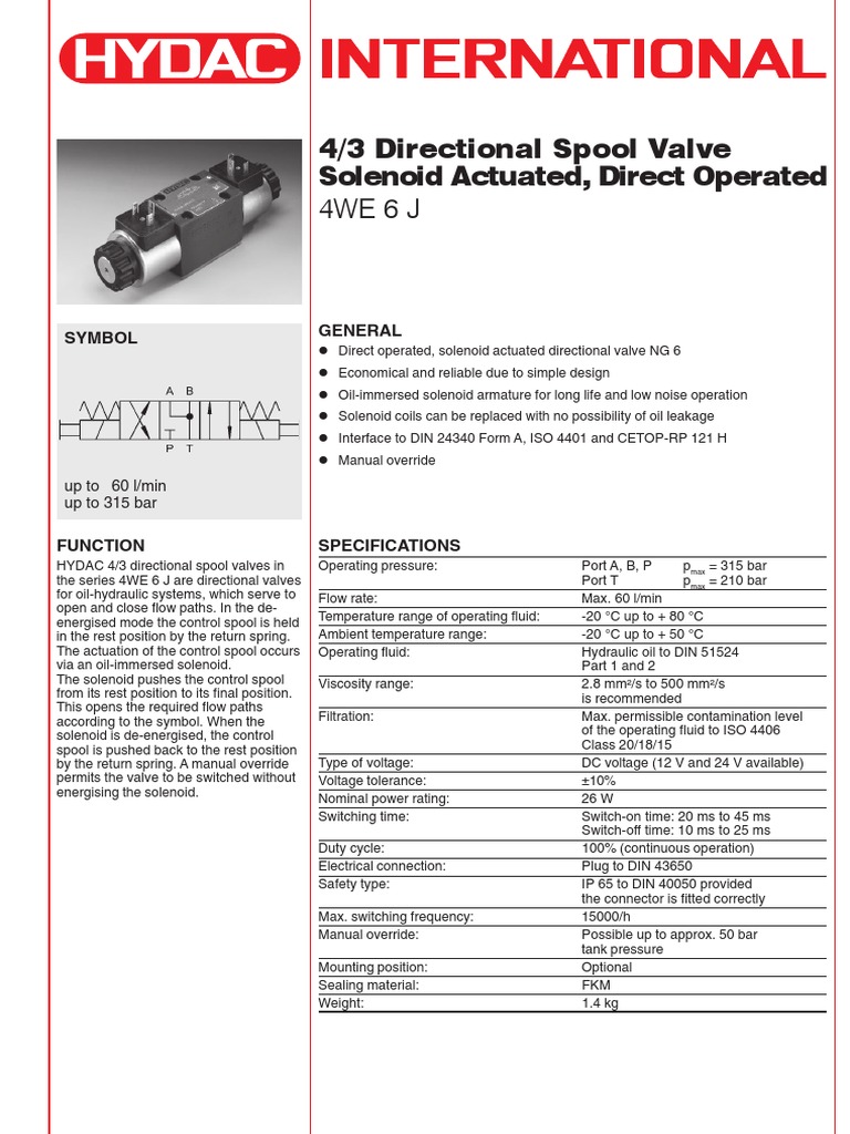 4-3 Directional Spool Valve 4WE6J | PDF