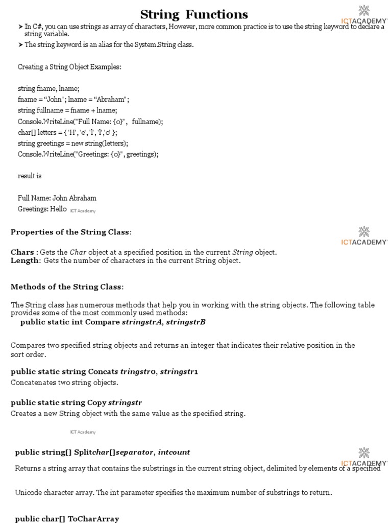 String & Math Functions | PDF | String (Computer Science) | C Sharp (Programming Language)