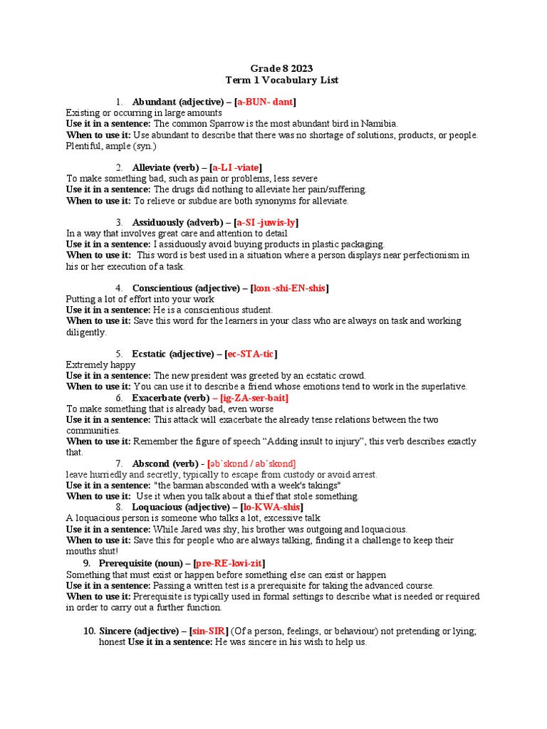 Vocabulary Words | PDF | Linguistic Typology | Languages