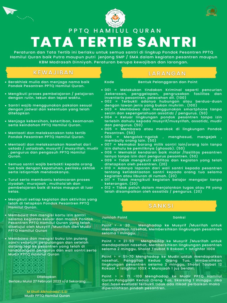 Tata Tertib Santri | PDF