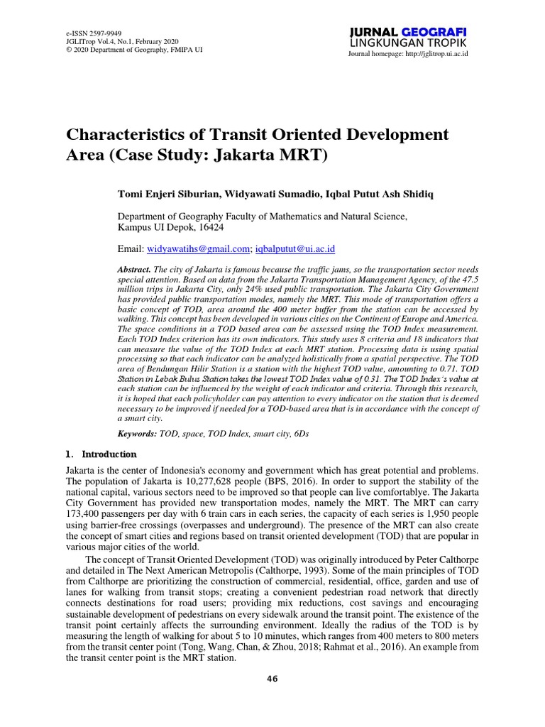 Characteristics of Transit Oriented Development Area (Case Study Jakarta MRT) | PDF | Rapid ...