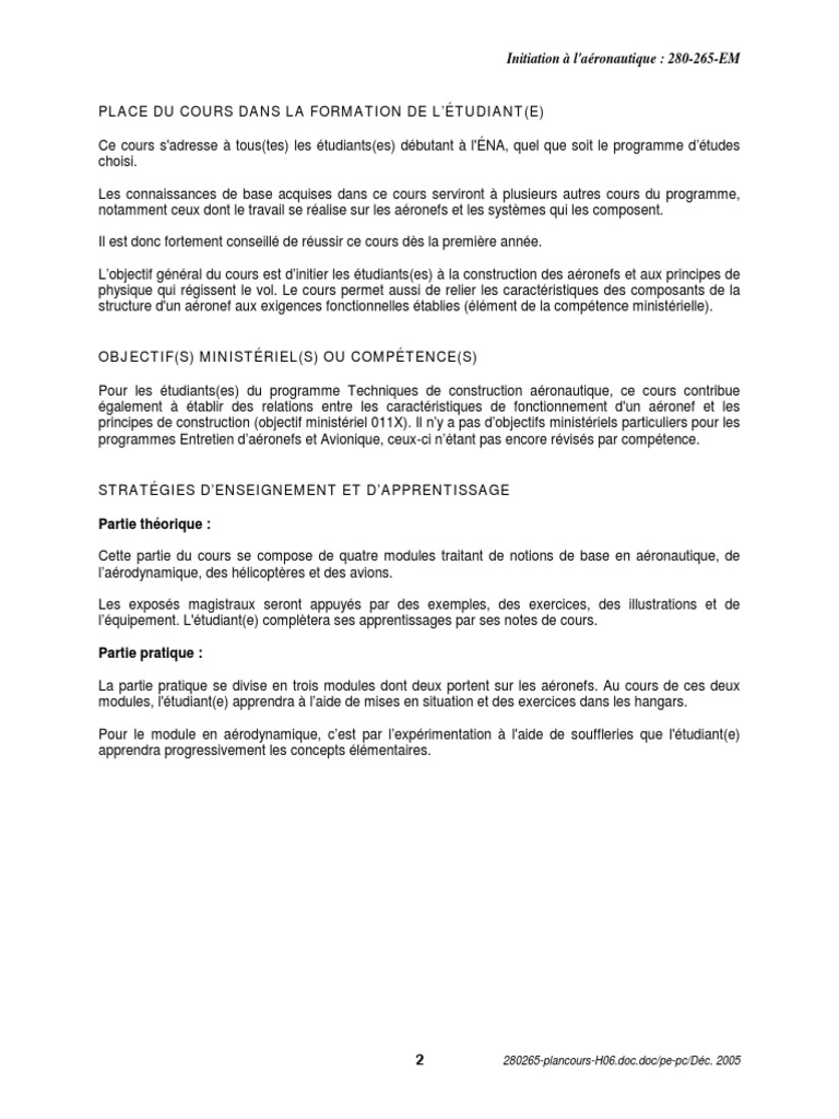 Plancours H06 | PDF | Aérodynamique | Profil (aérodynamique)