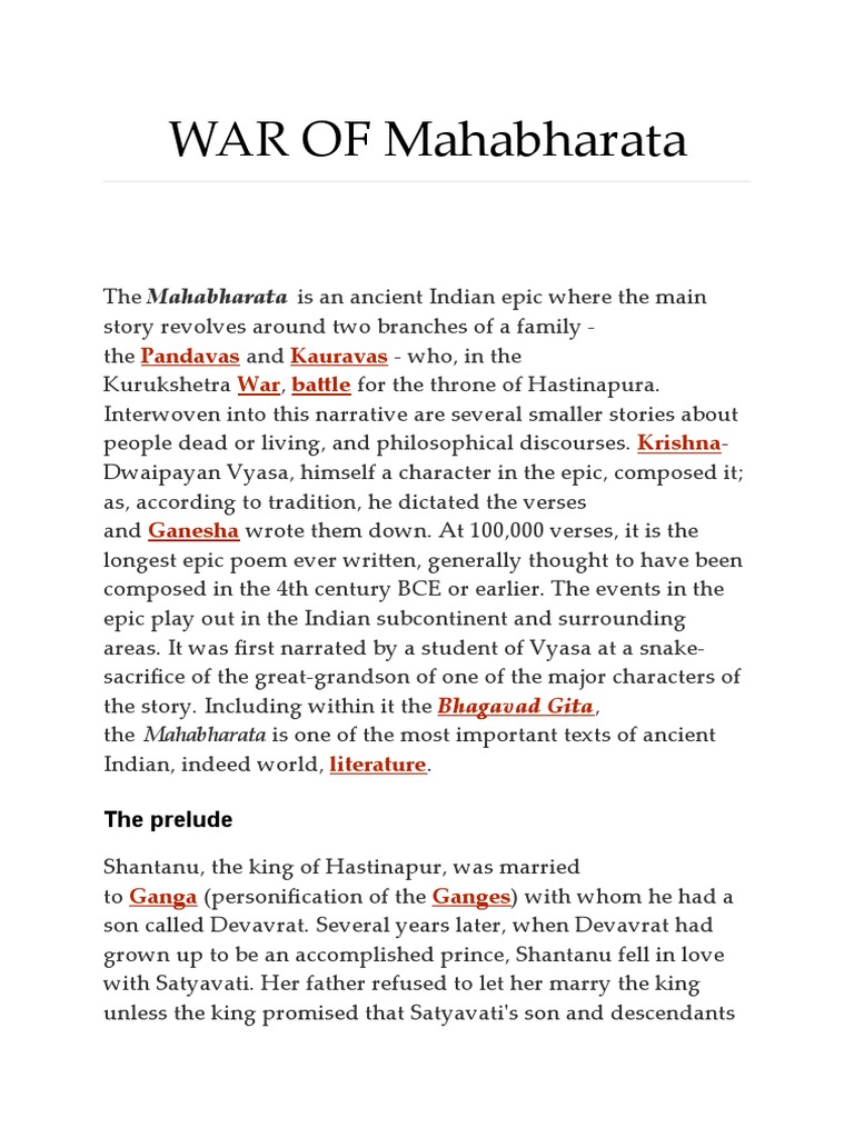 Mahabhart Word File Gourav Panwar | PDF | Mahabharata | Vaishnava Texts