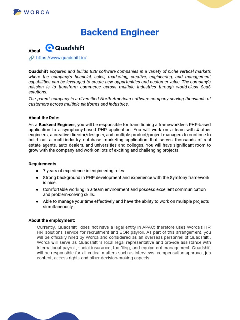 Quadshift - Backend Engineer | PDF