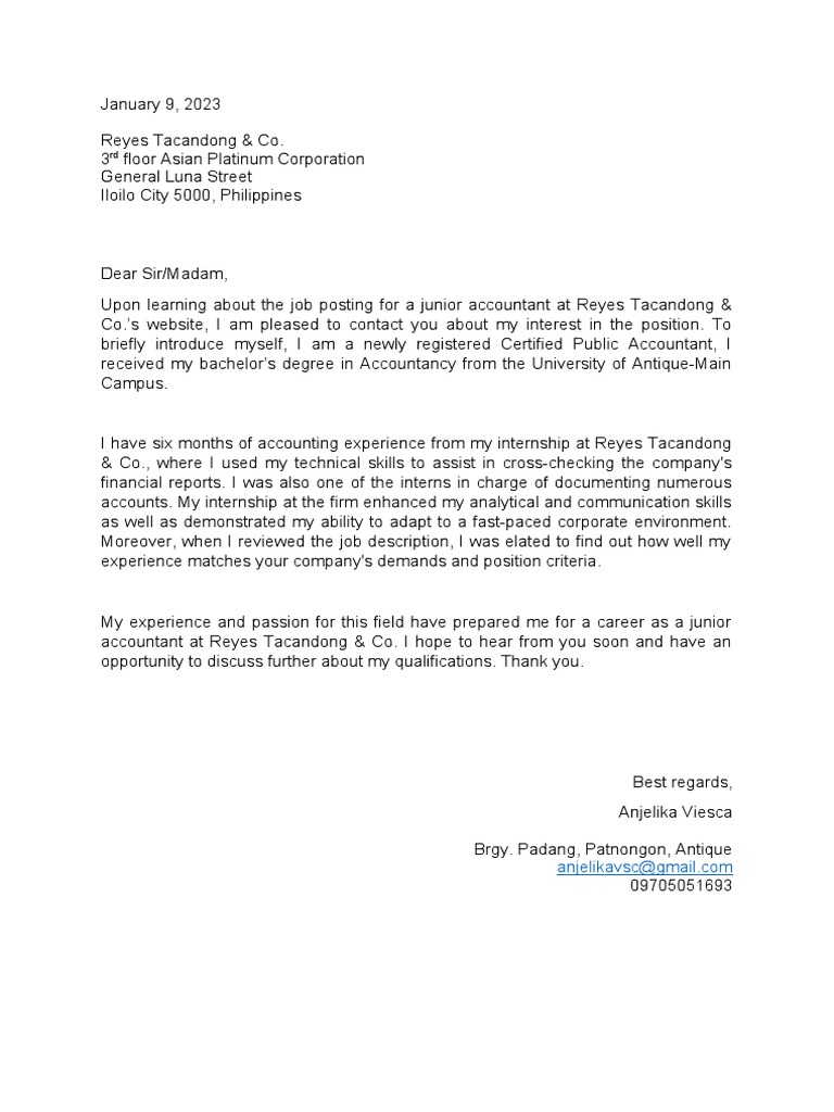 Application Letter | PDF