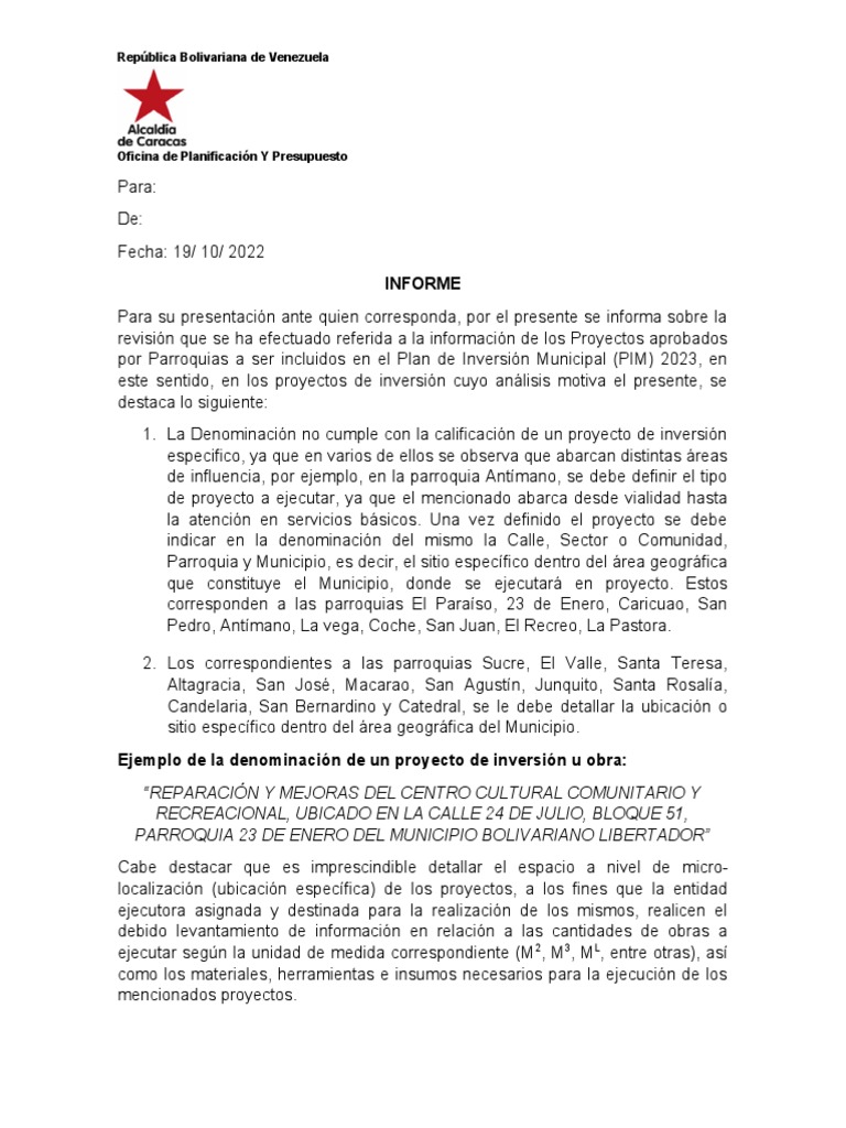 Informe Proyectos de Inversión 2023 | PDF