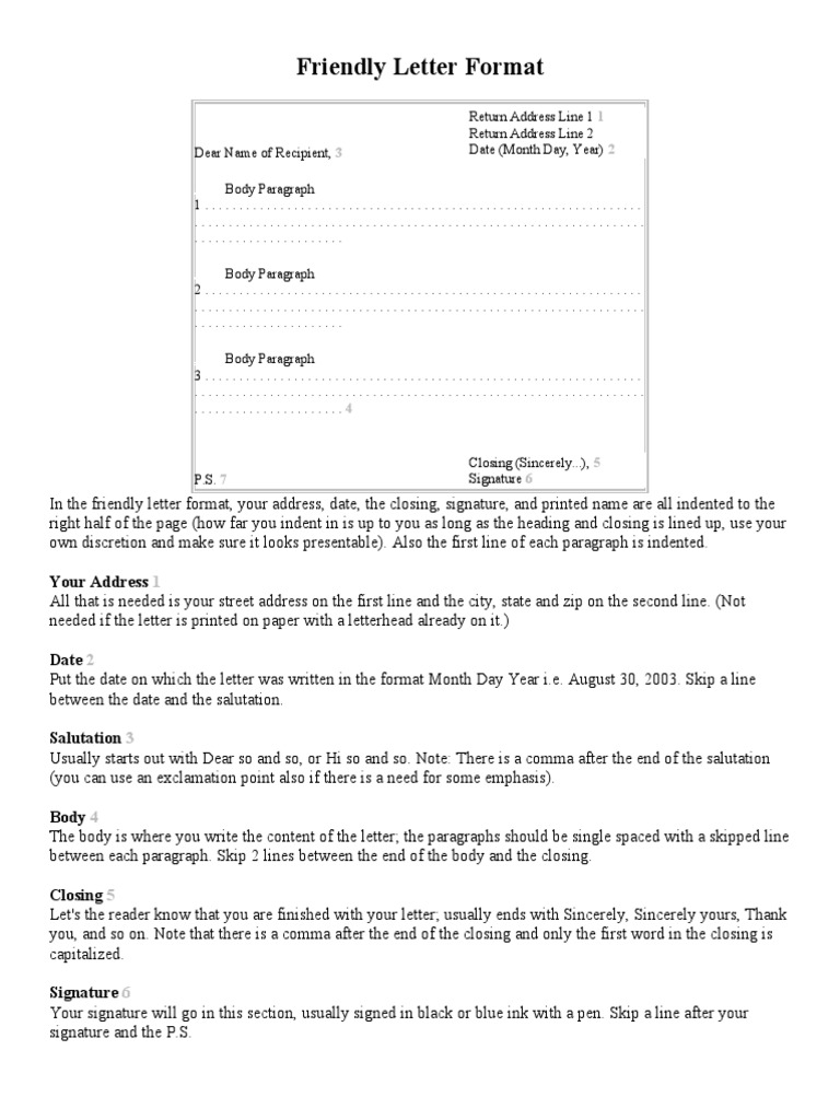 Friendly Letter Format | PDF | Paragraph | Graphic Design