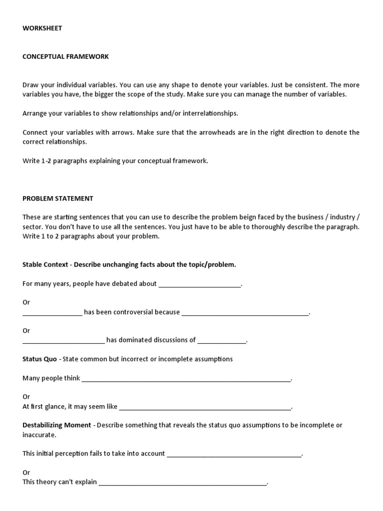 Template For Conceptual Framework - Problem Statement | PDF ...