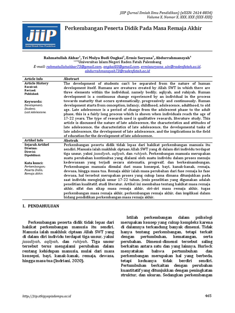 Perkembangan Remaja Akhir | PDF