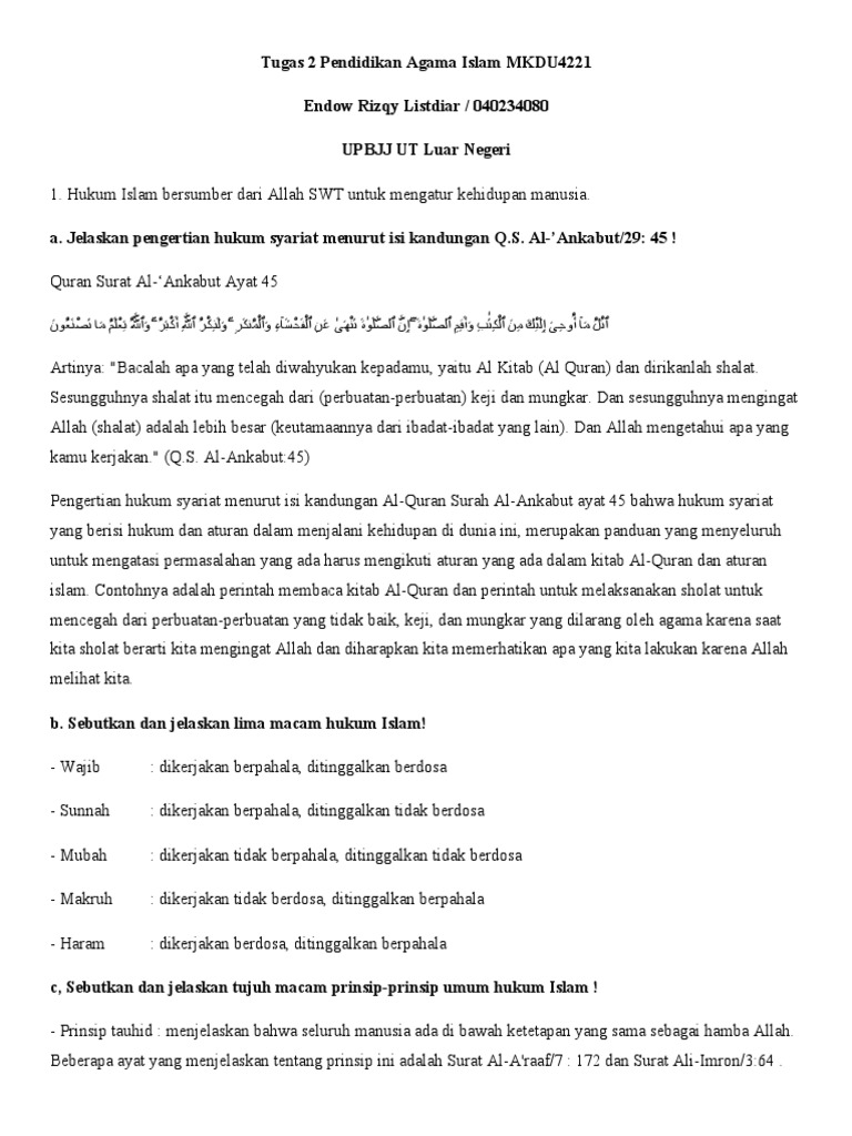 Tugas 2 PENDIDIKAN AGAMA ISLAM | PDF