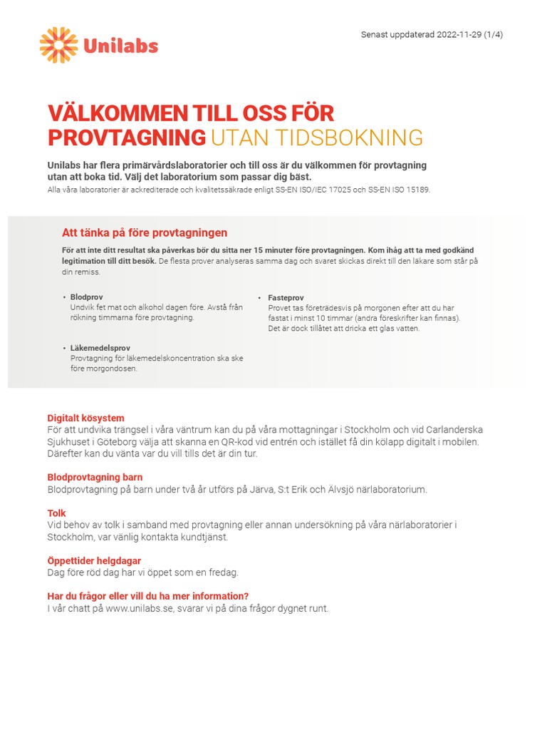 Unilabs Provtagning - Broschyr | PDF