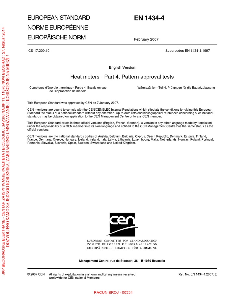 EN 1434-4 Heat Meter Approval Tests | PDF | International ...