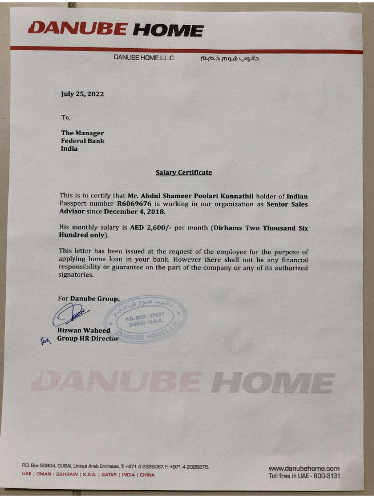 Salary Certificate | PDF