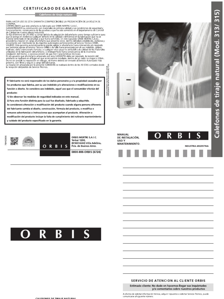 Manual ORBIS 315BLO | PDF