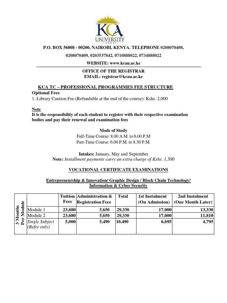 Kcatc Kasneb Fee Structure | PDF | Banks | Diploma