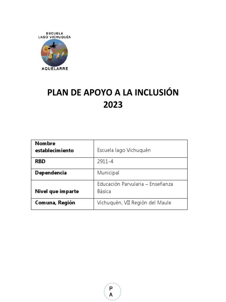 Plan de Apoyo A La Inclusión 2023 | Descargar gratis PDF | Inclusión ...