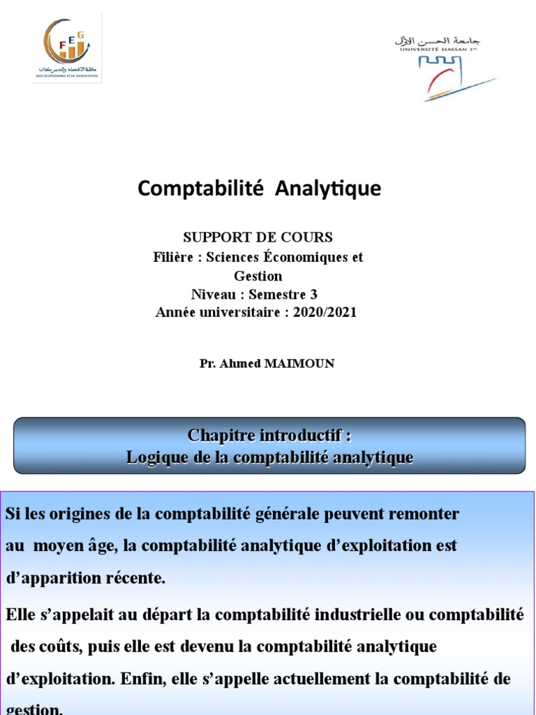 Compta Analytique MAIMOUN AHMED | PDF | Comptabilité | Inventaire