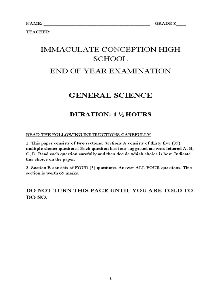 Grade 8 Eoy Marking Scheme | PDF | Water | Photosynthesis